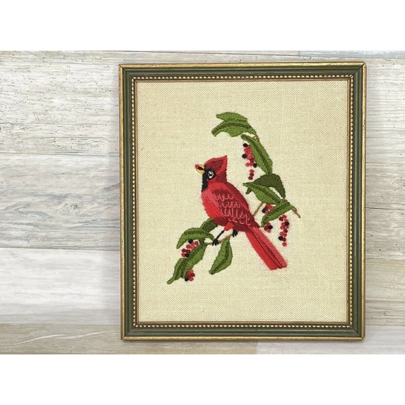 Unbranded | Accents | Needle Punch Embroidery Cardinal On Tree Branch ...